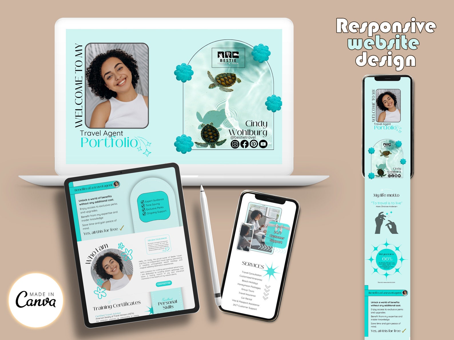 TRAVEL AGENT PORTFOLIO Canva Template | Canva Website | Landing Page ...