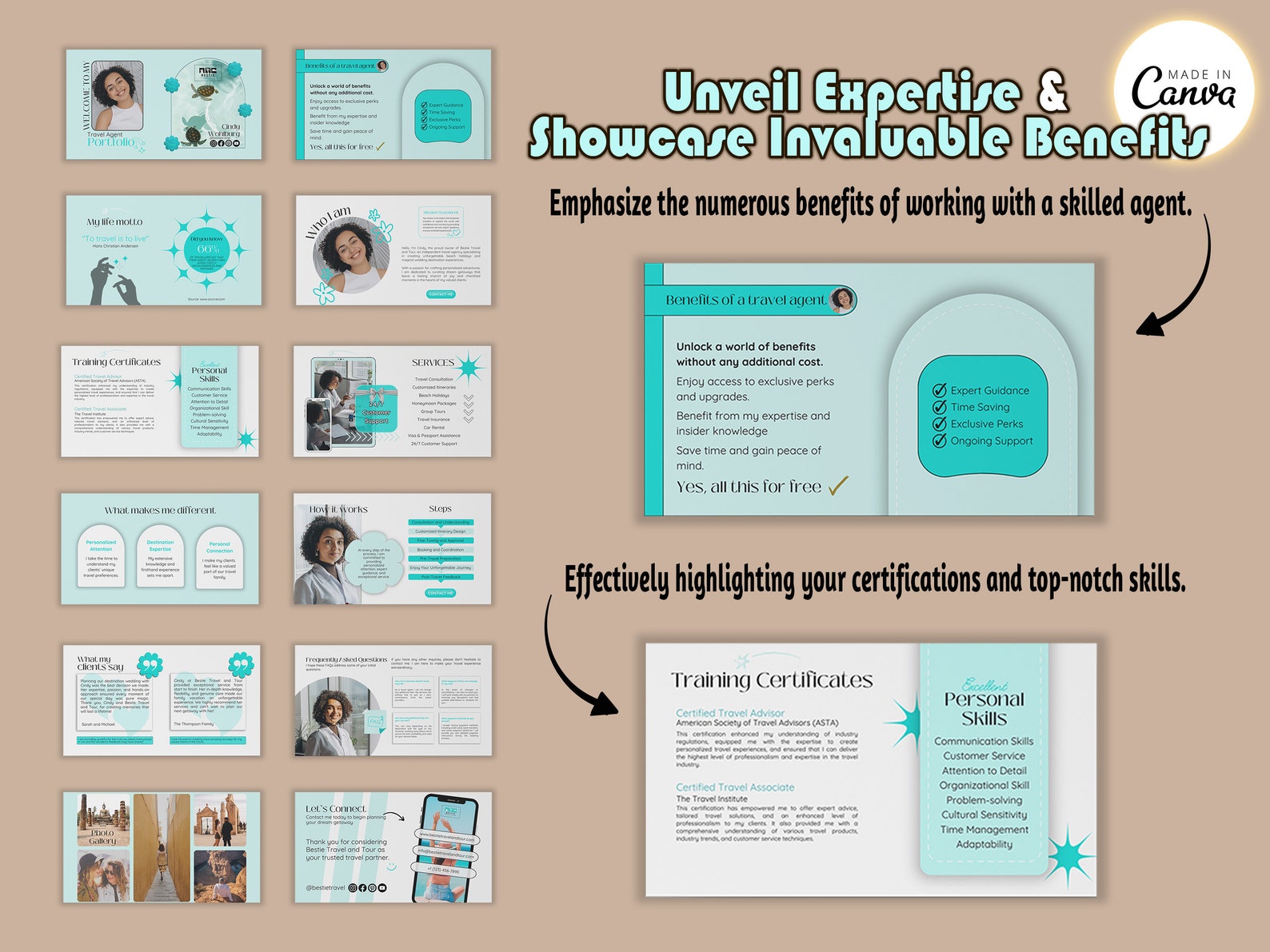 TRAVEL AGENT PORTFOLIO Canva Template | Canva Website | Landing Page ...