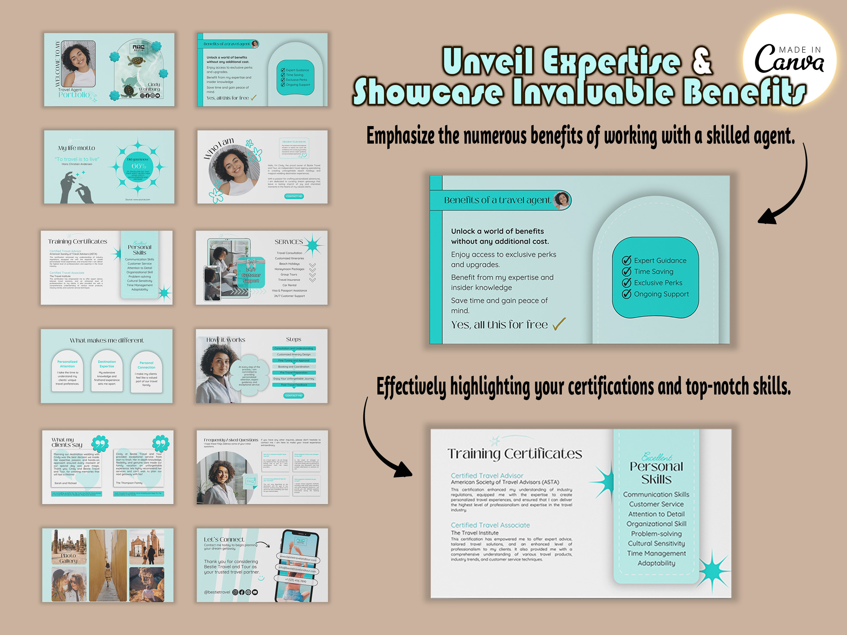 TRAVEL AGENT PORTFOLIO Canva Template | Canva Website | Landing Page ...