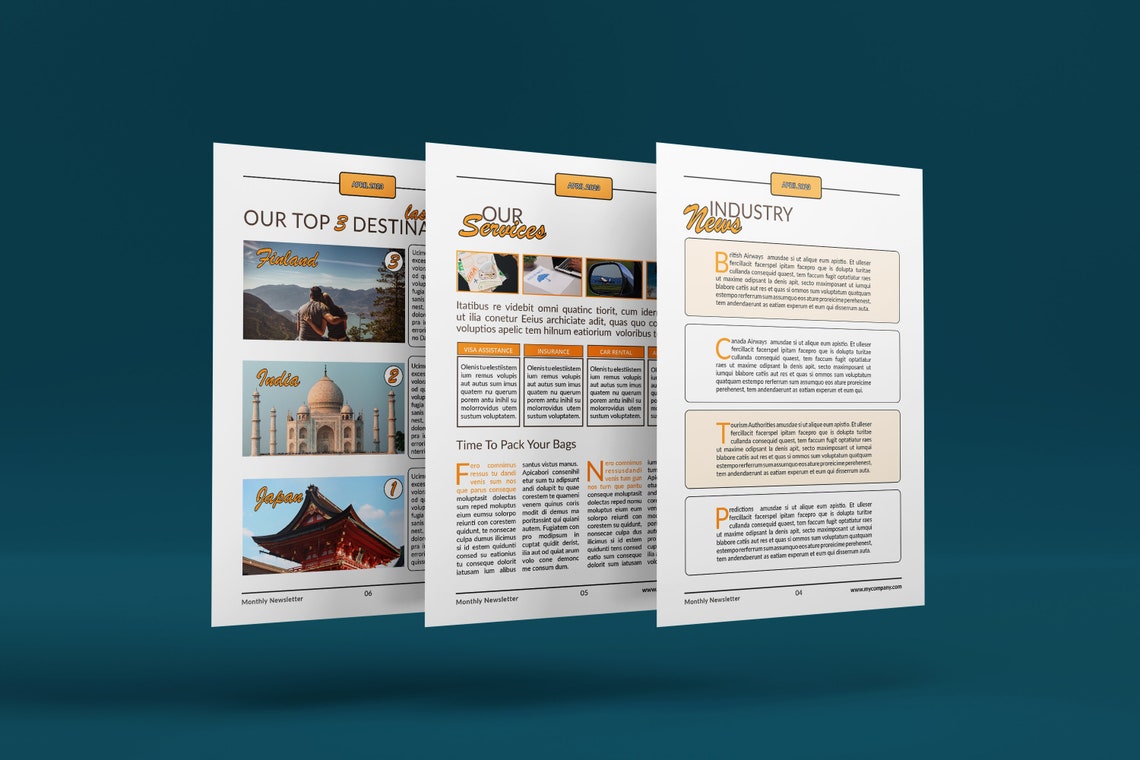 12 PAGES NEWSLETTER TEMPLATE | A4 | Mix-and-match | Travel Agent ...