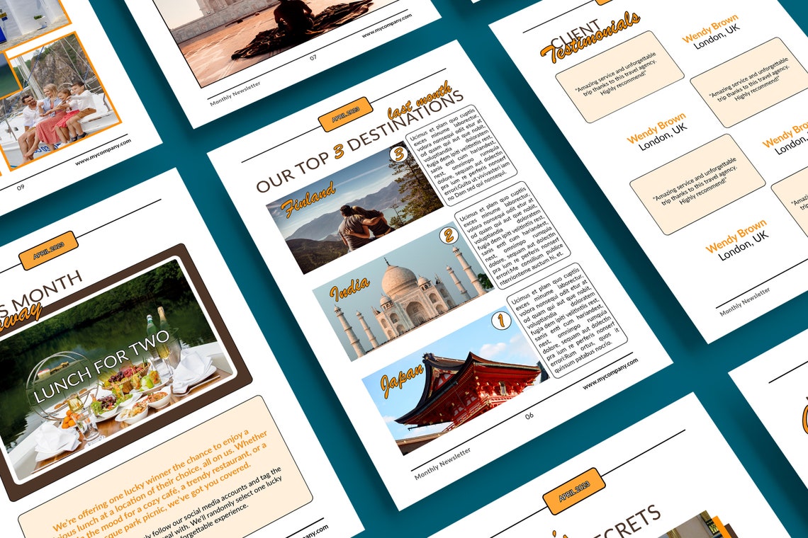 12 PAGES NEWSLETTER TEMPLATE | A4 | Mix-and-match | Travel Agent ...