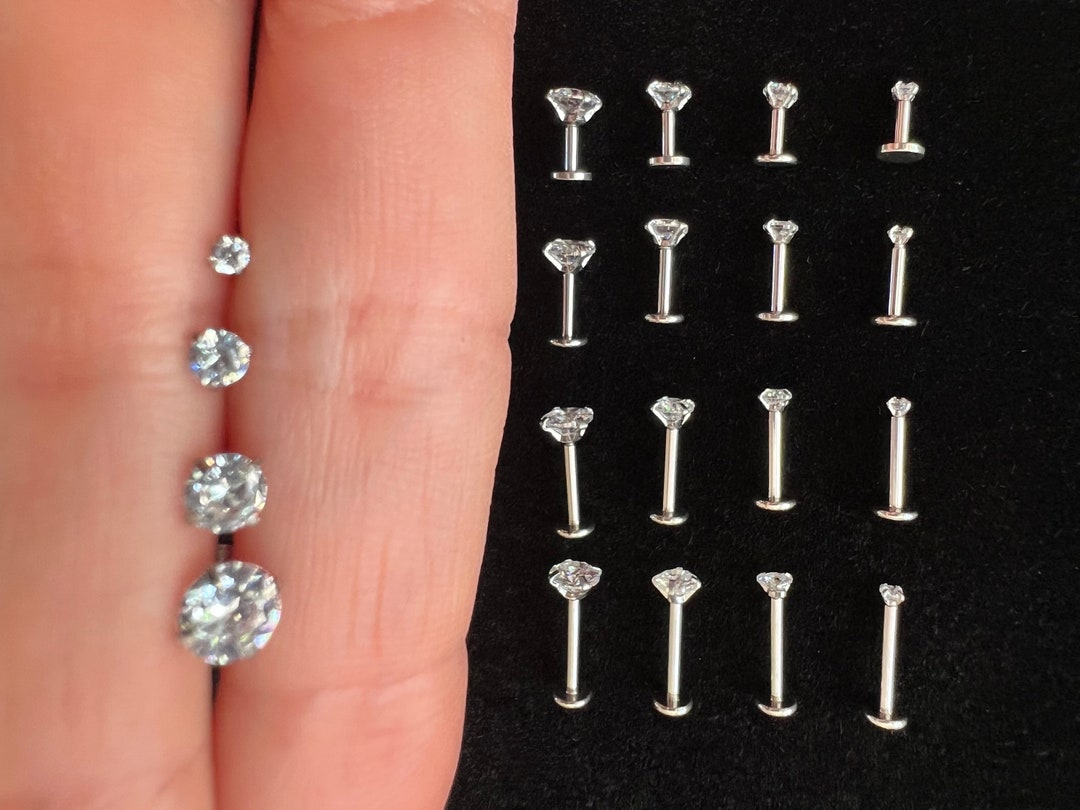 Clear Zircon Cartilage Stud: Surgical Steel Flat Back Piercing - Etsy UK
