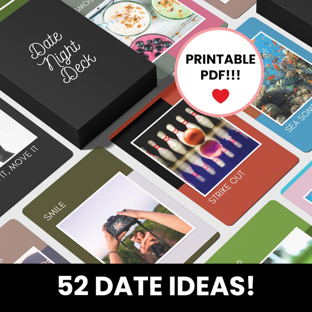 52 Date Night Ideas Printable Cards – Romantic Couples Gift, Fun ...