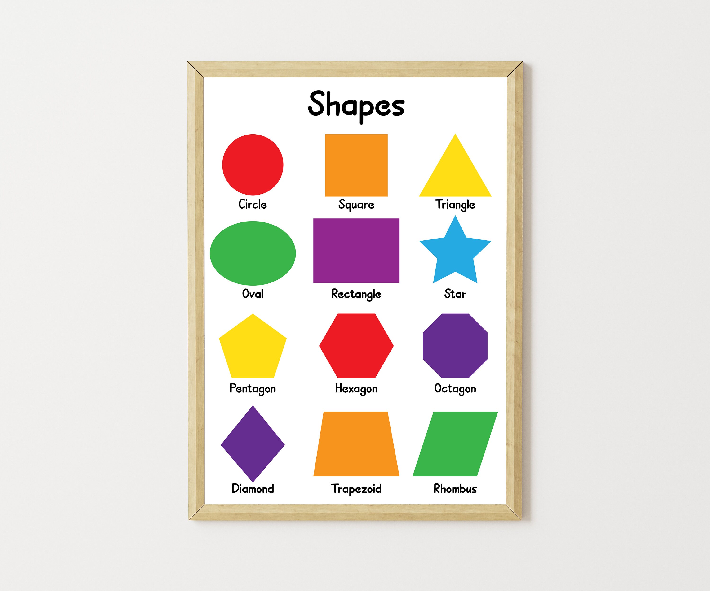 Bright Educational Posters Printable Shapes, Months, Days, Affirmations ...