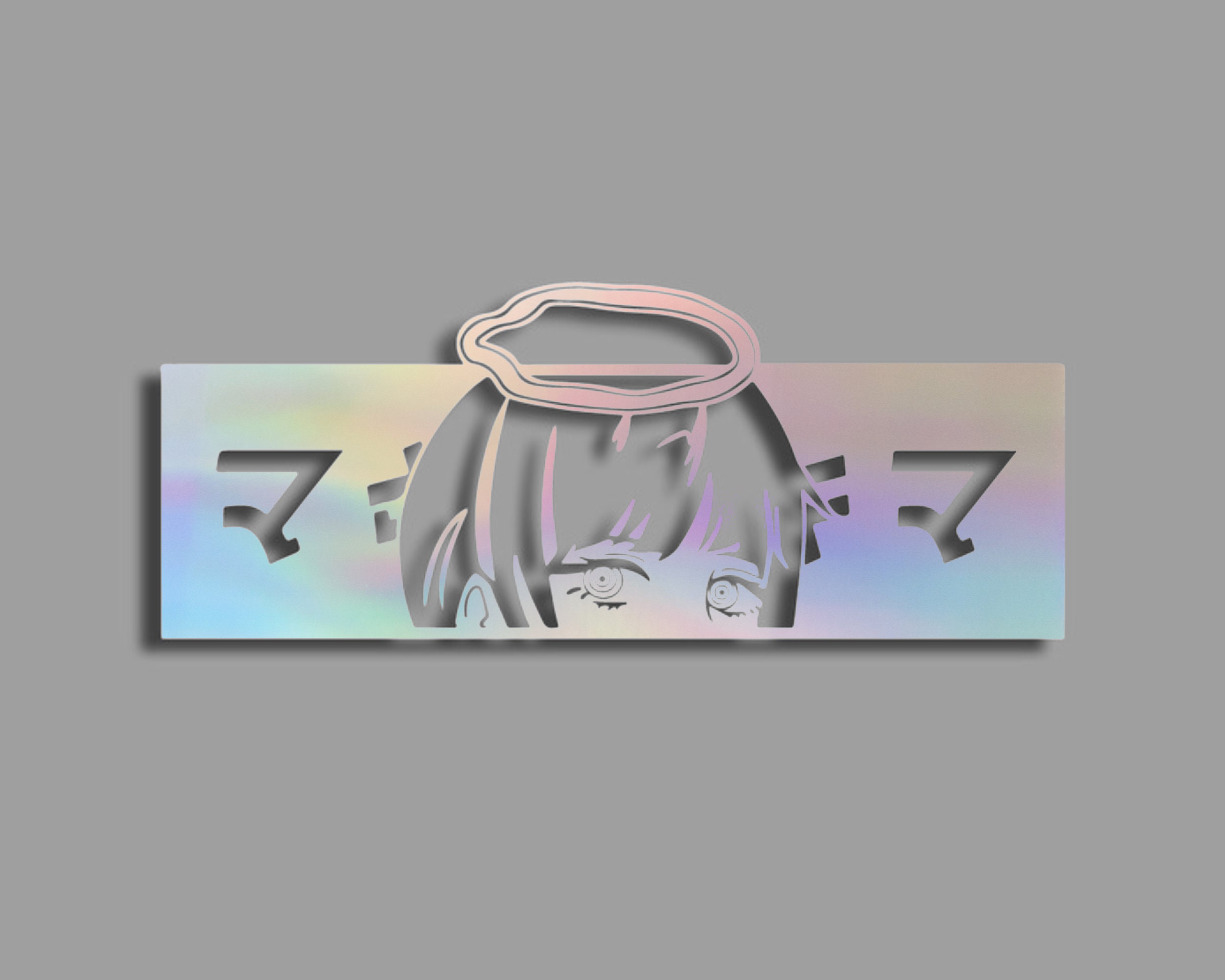 Angelic Anime Girl Peeker Sticker Black, White, Pink & Opalescent ...