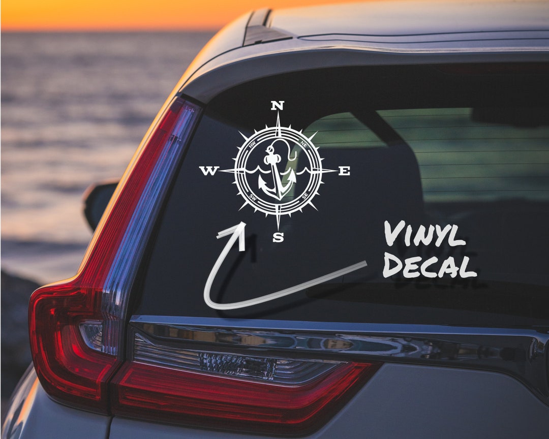 Marine Compass Sticker Decal Black, Grey, White & Opalescent Metallic ...