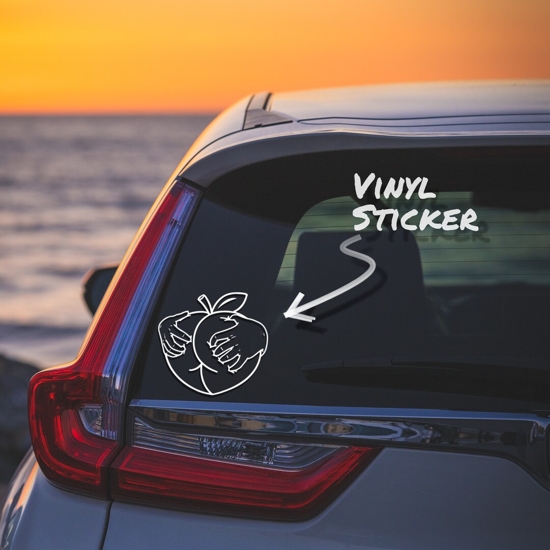 Hands Grabbing Cute Peach Emoji Ass Sticker Decal | Black, White ...