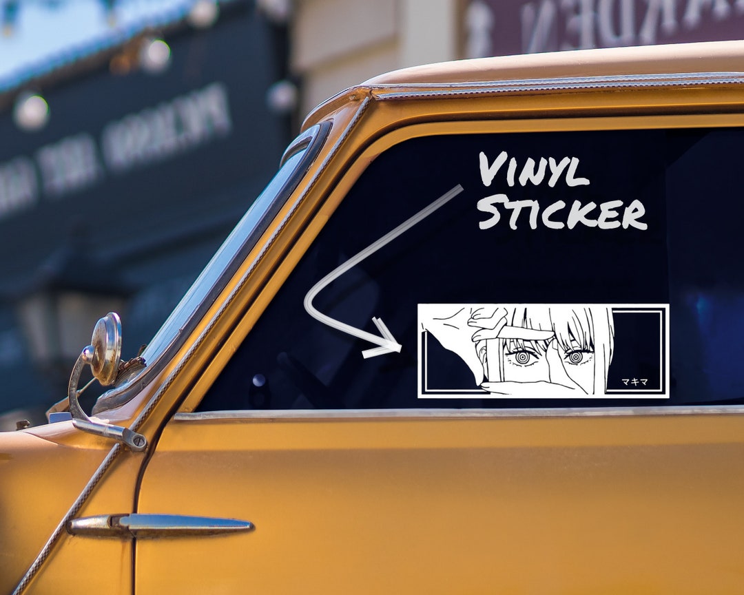 Cute Anime Girl Makes Camera Hand Sign Peeker Sticker Decal | Black ...