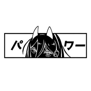 Anime Demon Girl Peeker Sticker Decal Black, White, Pink & Opalescent ...