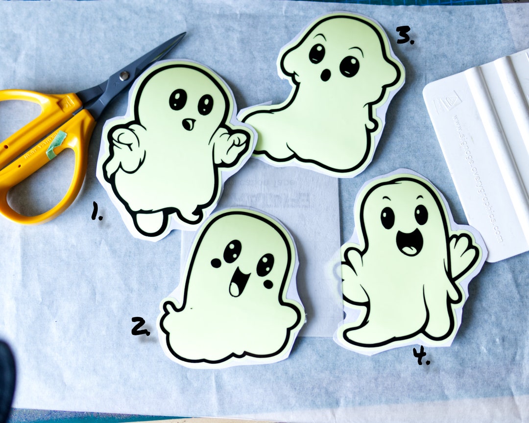 Glowing Cute Ghost Decal Sticker Glow in the Dark Vinyl Ghouls - Etsy