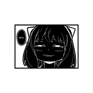 Heh Cute Anime Girl Peeker Sticker Decal Black, White, Pink ...