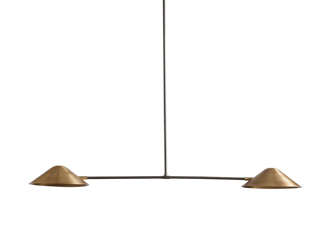 2 Light Shade Style Raw Brass Chandelier Light Fixture - Etsy