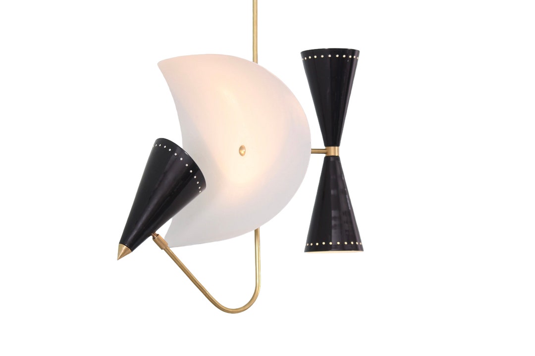 3 Light Ceiling Cone Contemporary Style Raw Brass Chandelier Light ...