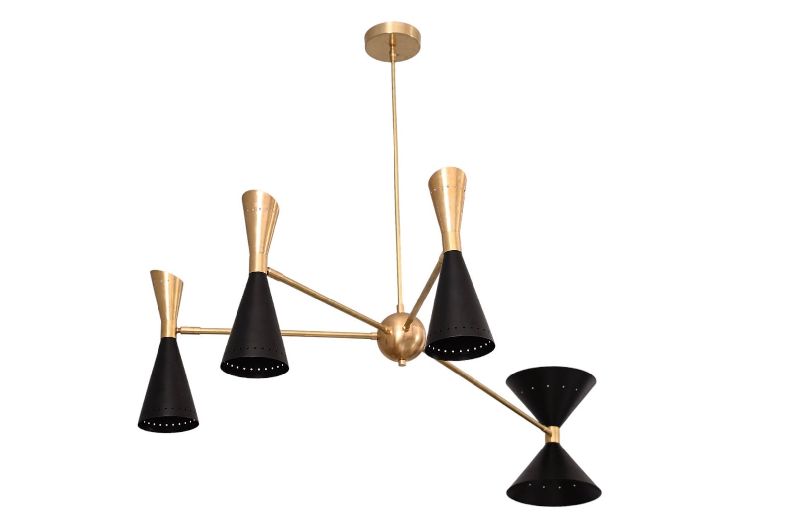 5 Light Ceiling Cone Contemporary Style Raw Brass Chandelier Light ...