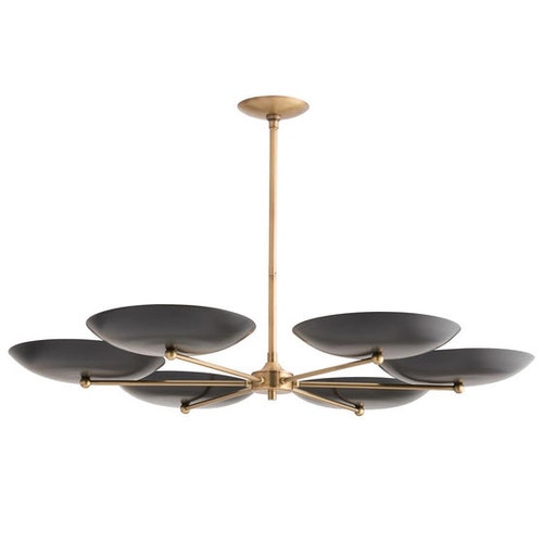 6 Light Dome Style Raw Brass Chandelier Light Fixture - Etsy