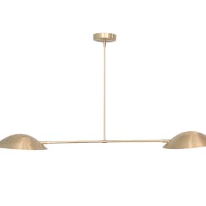 2 Light Shade Style Raw Brass Chandelier Light Fixture - Etsy