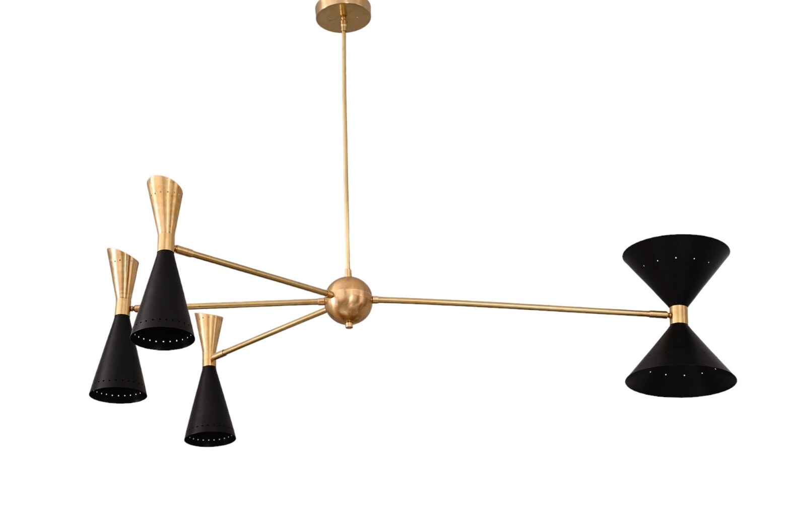 5 Light Ceiling Cone Contemporary Style Raw Brass Chandelier Light ...