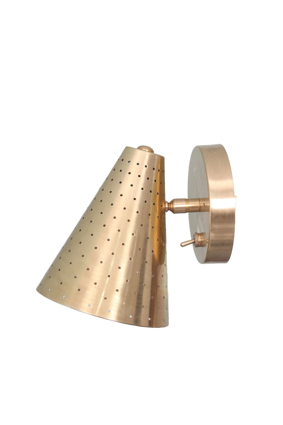 1 Light Cone Handmade Vintage Wall Mid Century Modern Raw Brass Sputnik ...