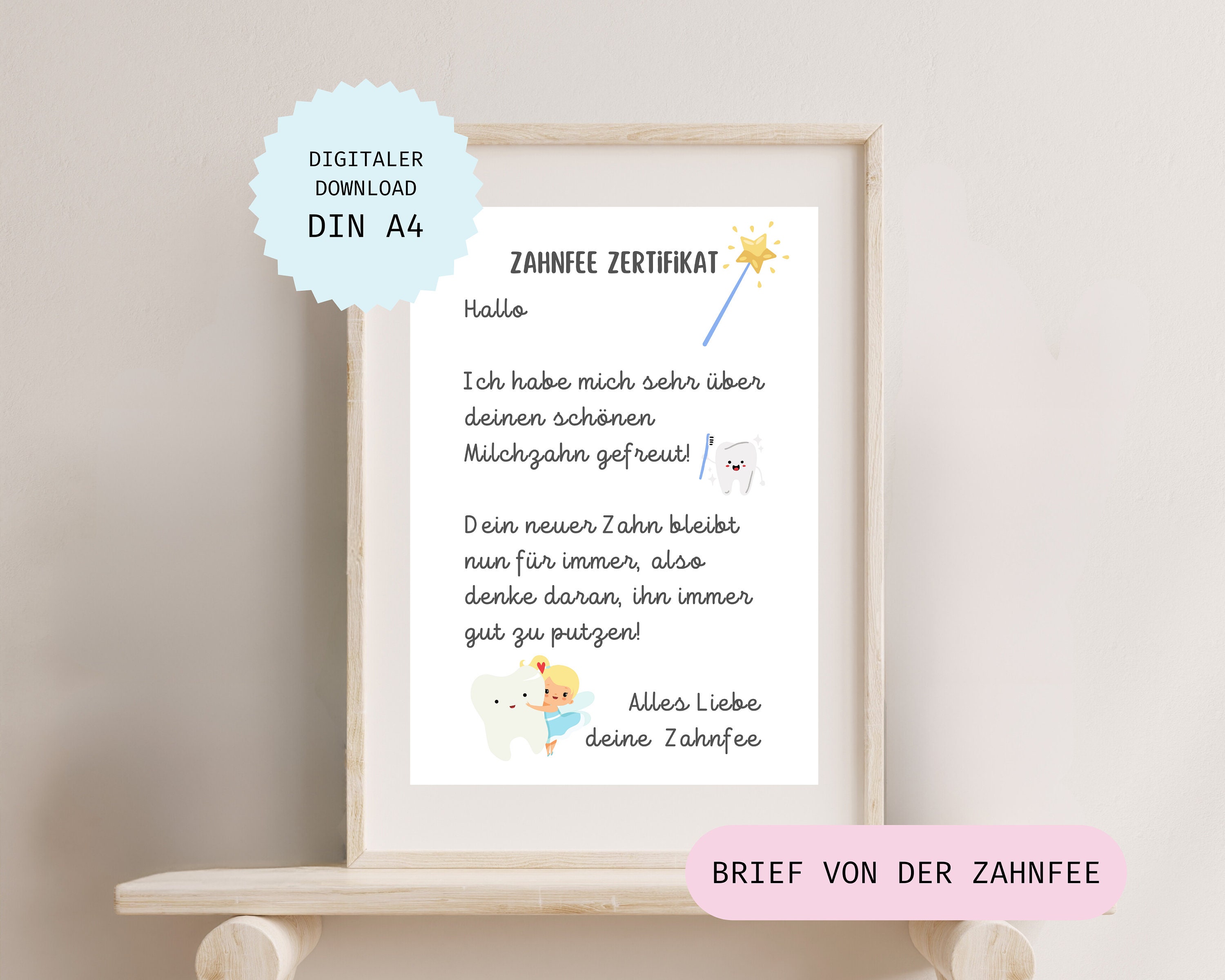 Zahnfee Brief | Zahnfee Urkunde | Post Zahnfee | Digitaler Download ...