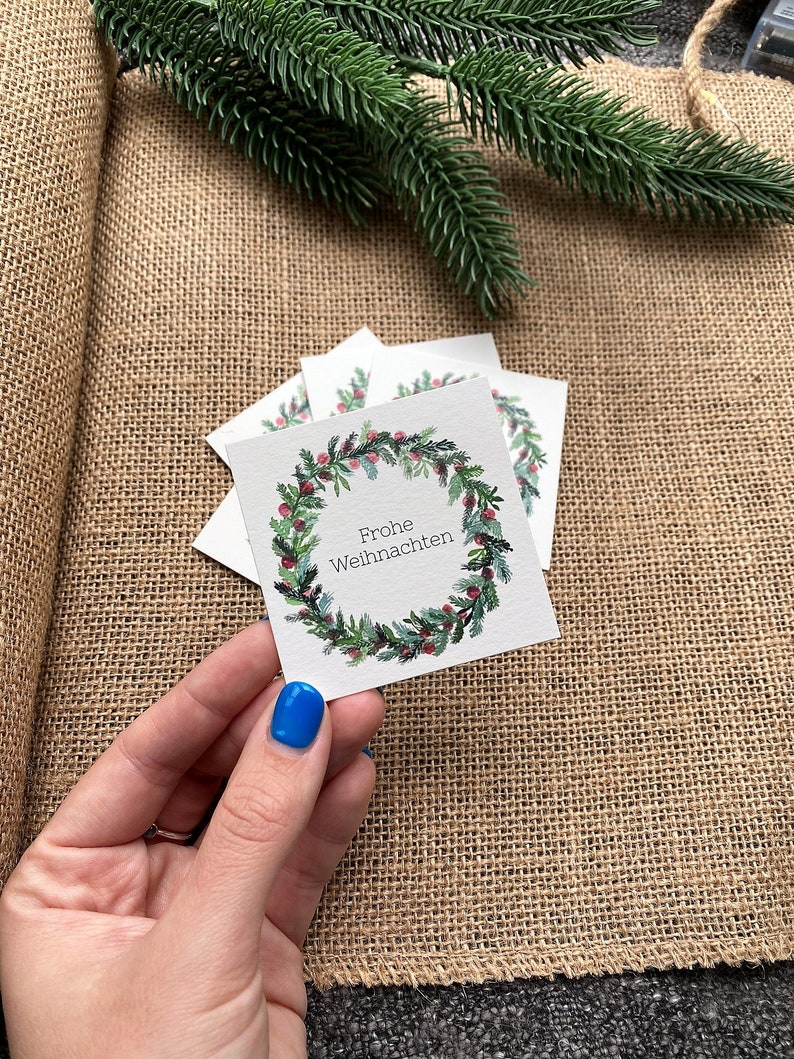 Mini Christmas Cards Watercolor Set of 5 Cards Gift Tag - Etsy UK