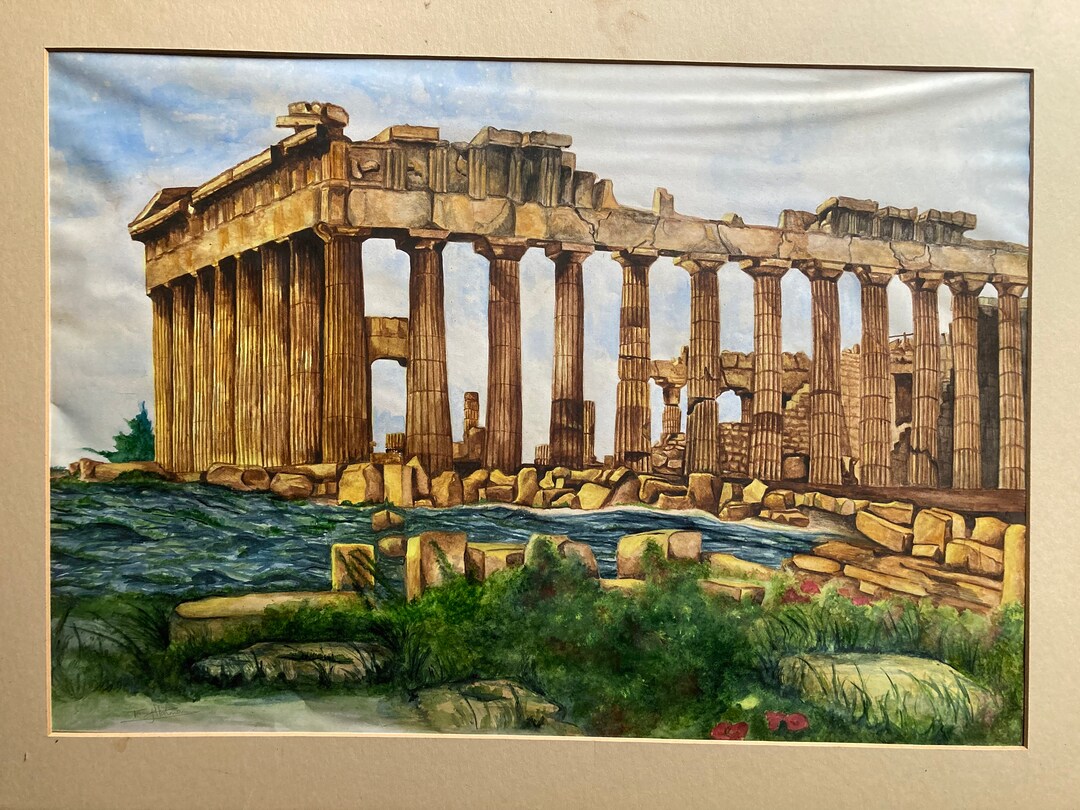 Parthenon Water Colour Painting A2 by Tracey Hartman - Etsy