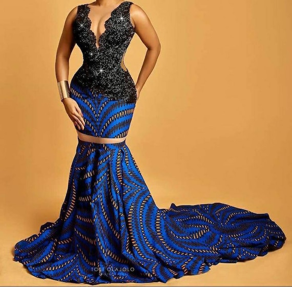 African Print Prom Wedding Dress Prom Dresses Reception Etsy
