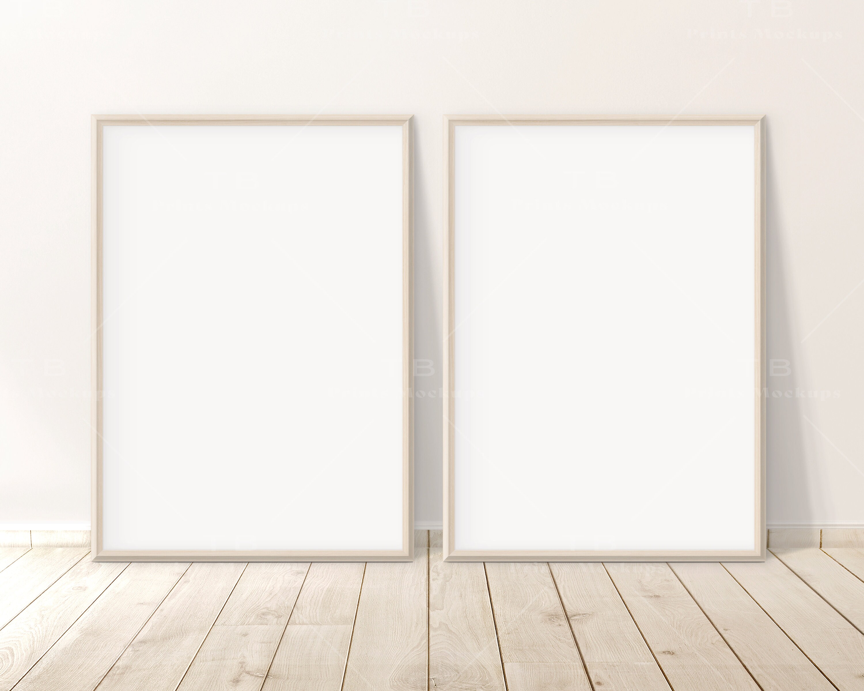 A4 / 5x7 Thin Wood Frame Mockup, Set of 2 Minimalist Frame Mockup, Wood ...
