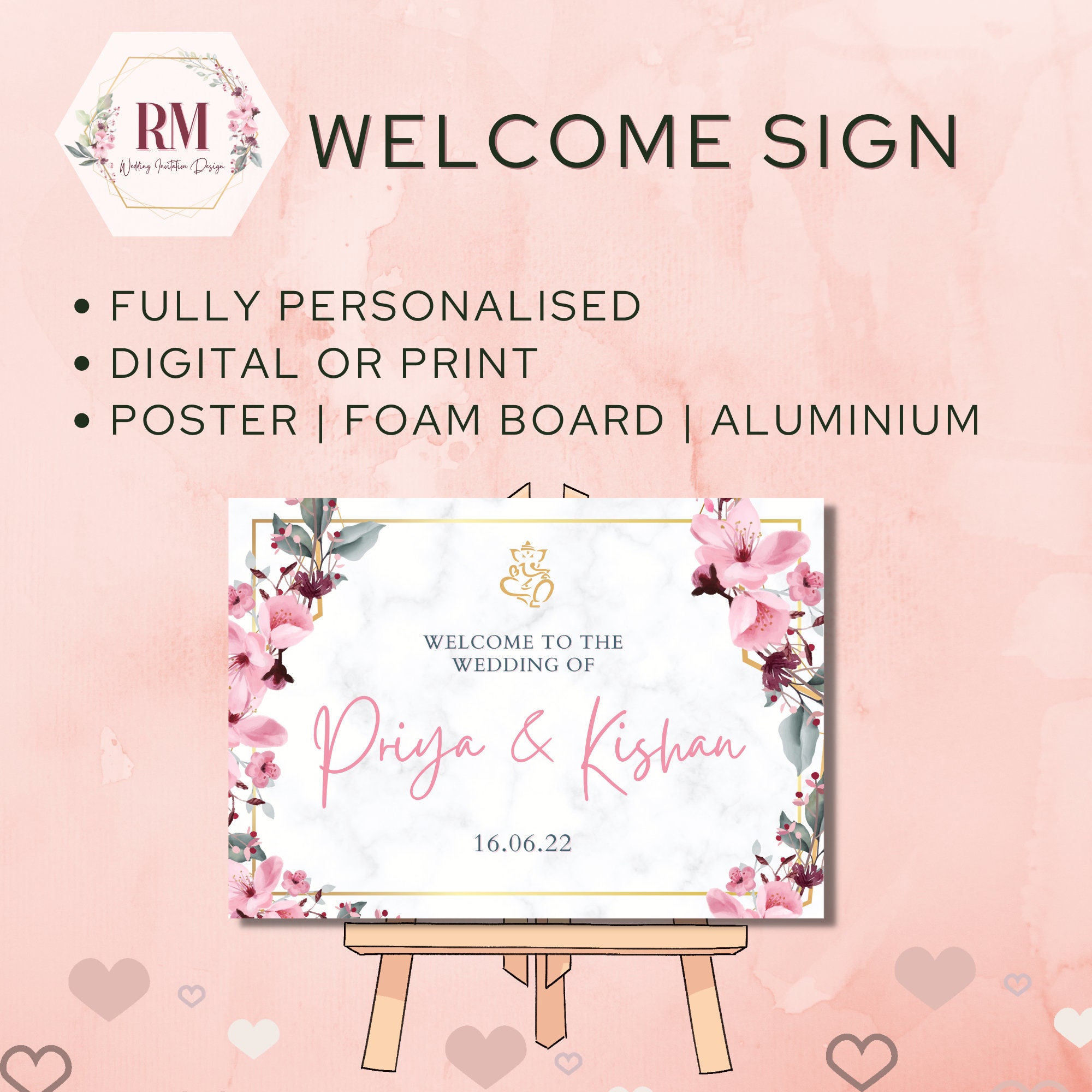 Landscape Wedding Welcome Signs Digital Design Personalised Custom ...