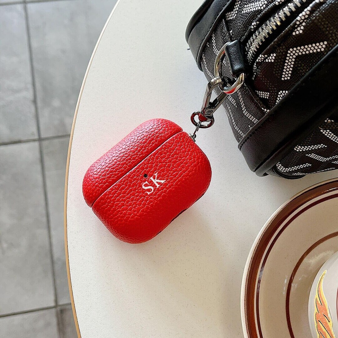 Pebble Leather Monogram Personalized AirPod Pro 2/1 Case, Custom ...