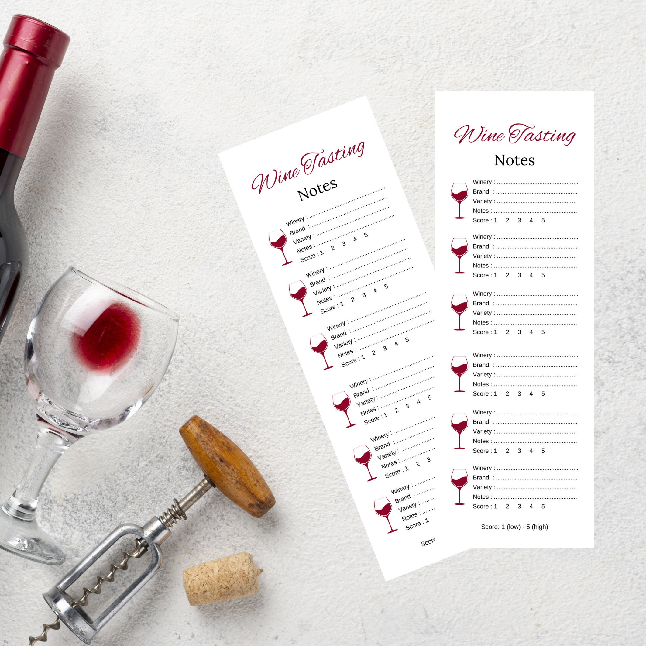 Wine Score Cards - Wine Tasting Card Printable - Wine Tasting Notes for ...
