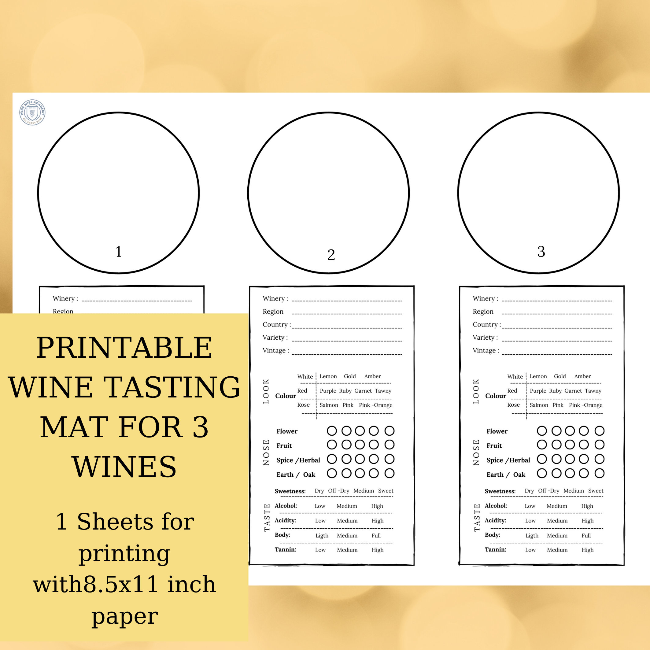 Wine Tasting Mat - Wine Rating Sheet - Wine Tasting - Wine Tasting ...