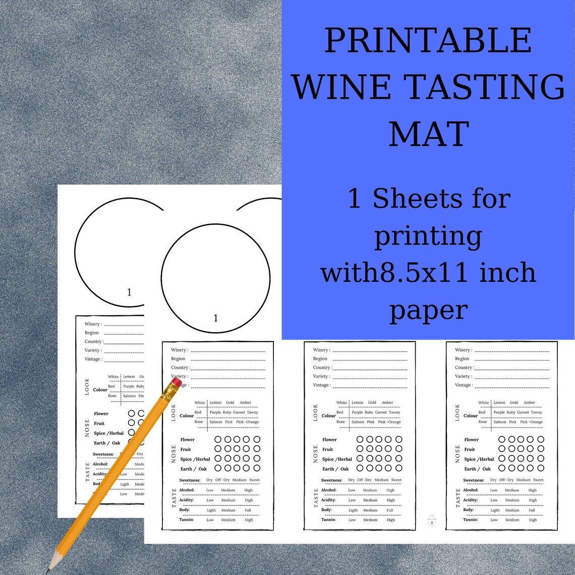 Wine Tasting Mat - Wine Rating Sheet - Wine Tasting - Wine Tasting ...