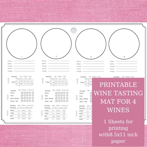 Wine Tasting Mat Wine Rating Sheet Wine Tasting Wine | Etsy