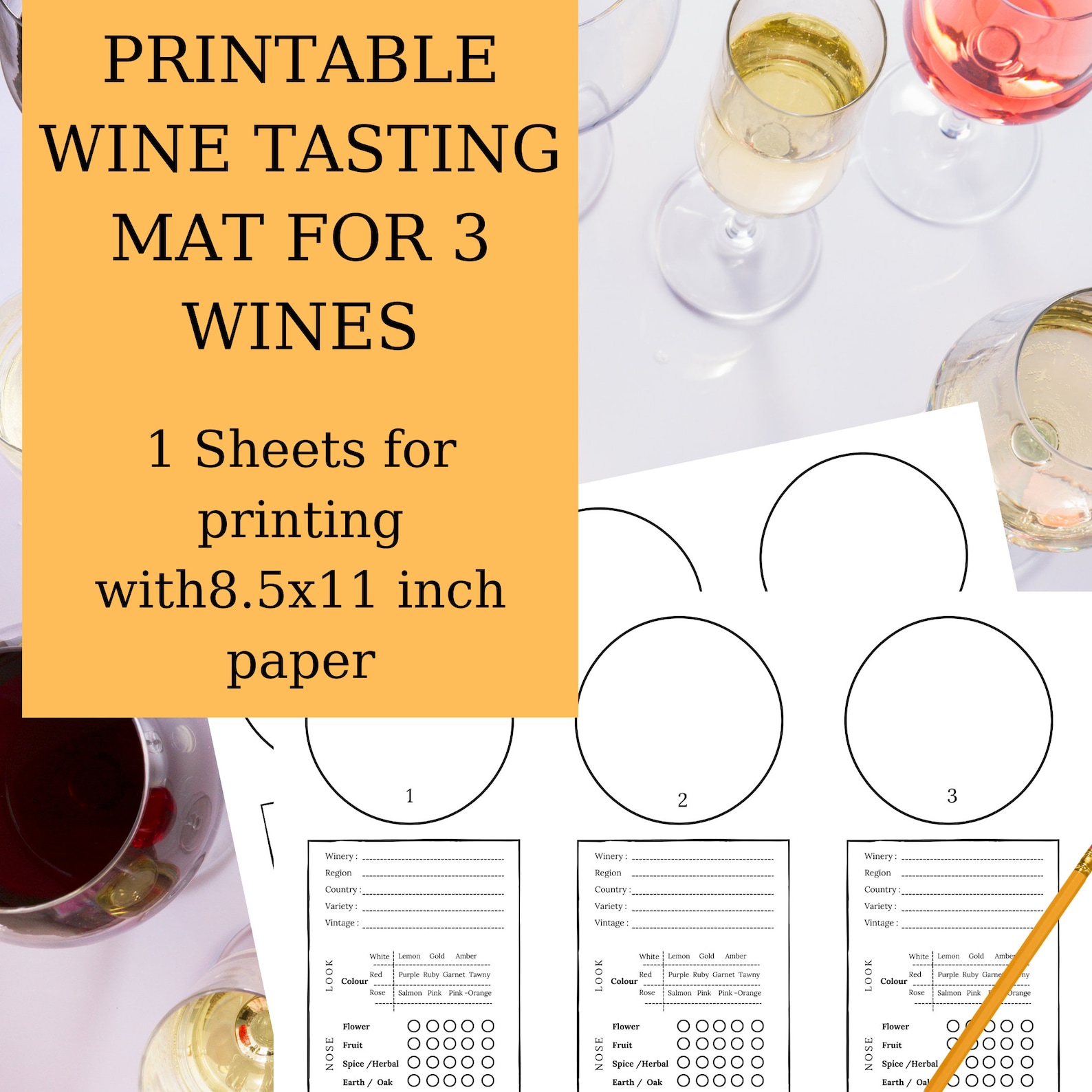Wine Tasting Mat - Wine Rating Sheet - Wine Tasting - Wine Tasting ...