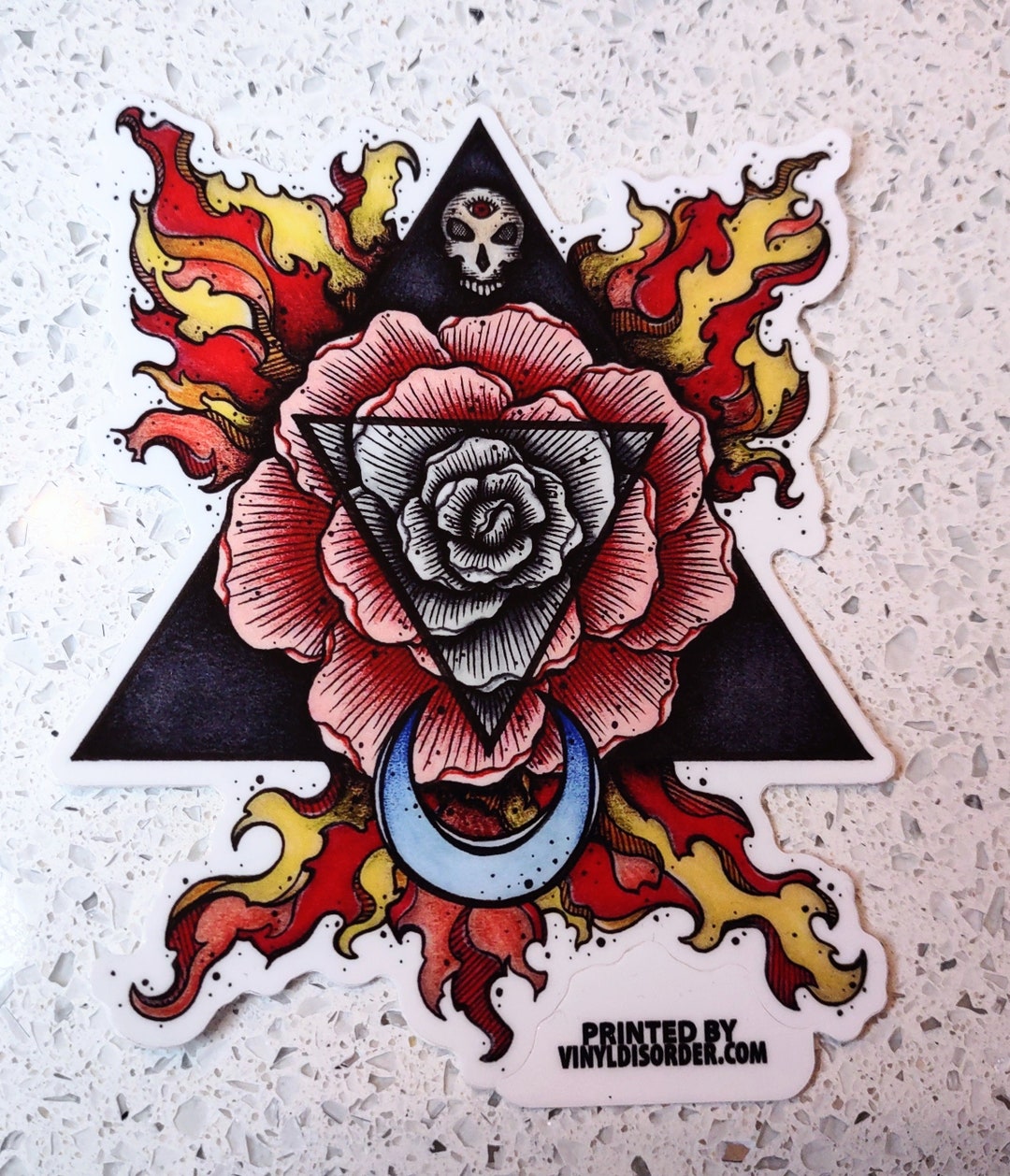 Flaming Rose Sticker - Etsy