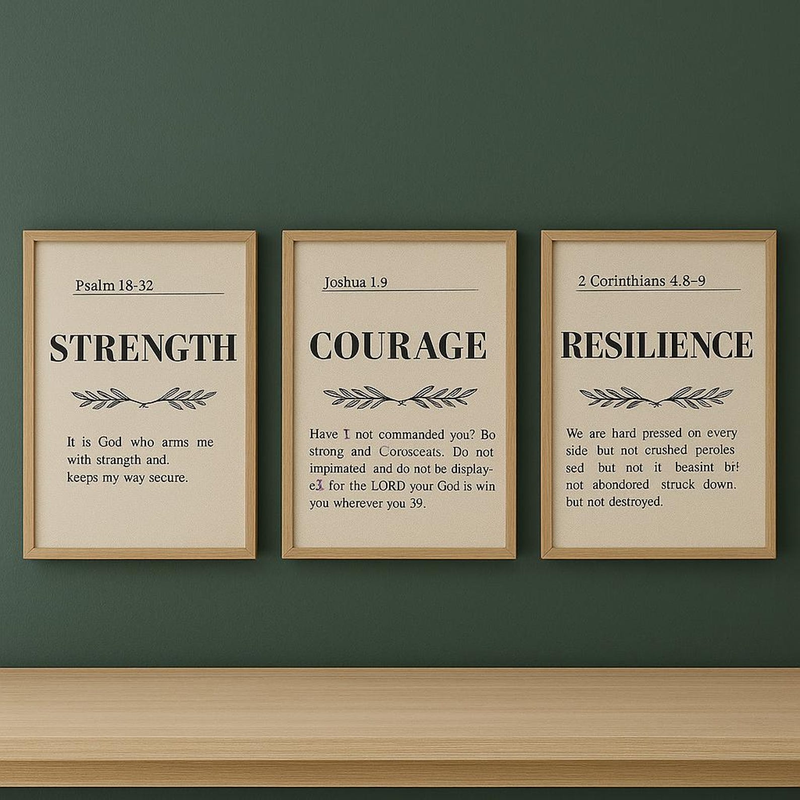 Christian Scripture Prints: Strength, Courage & Resilience - Set of 3 ...