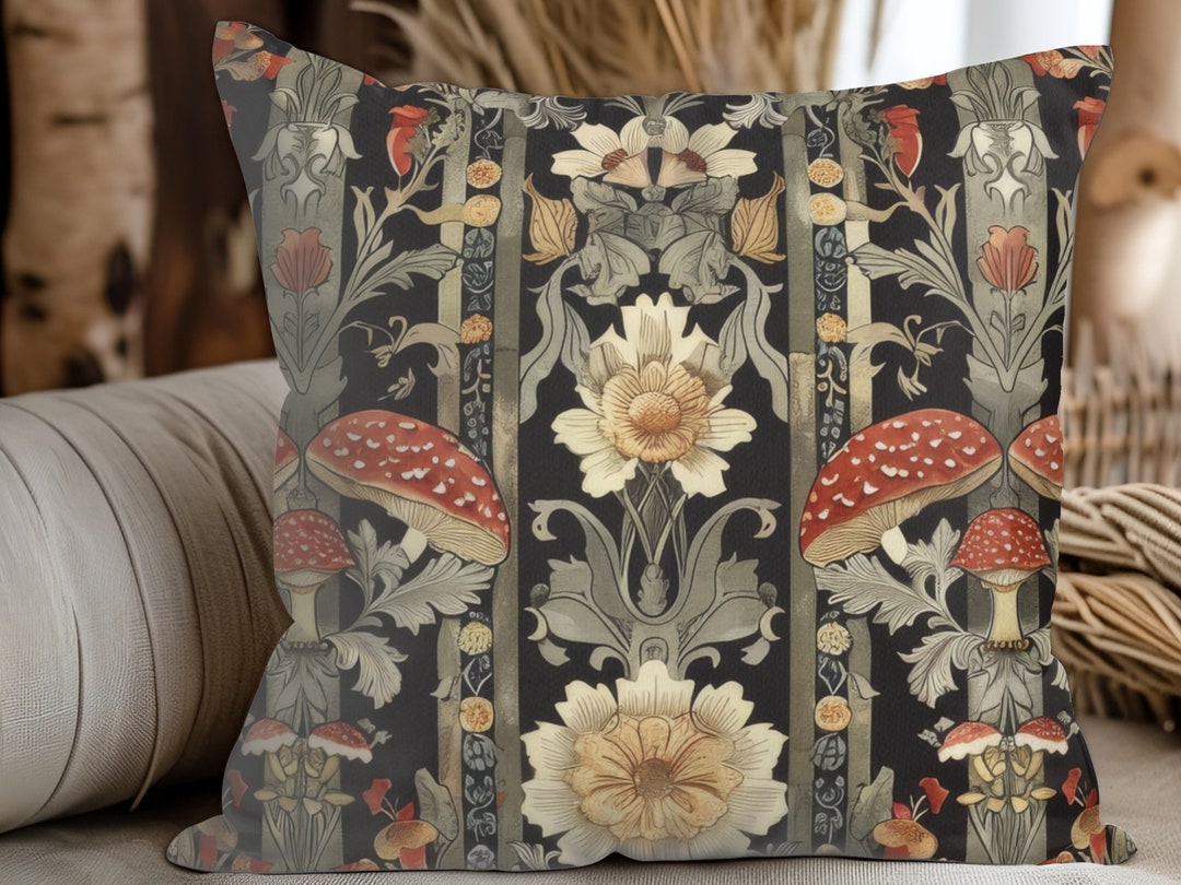 Cottagecore Decor Mushroom Pillow, Botanical Pillow, Nature Accent ...