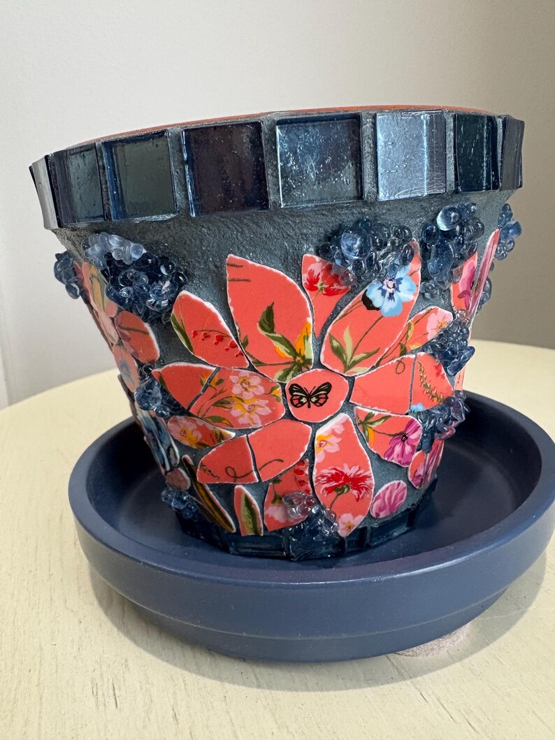 Mosaic Flowerpot With Buttons and Beads! - Etsy