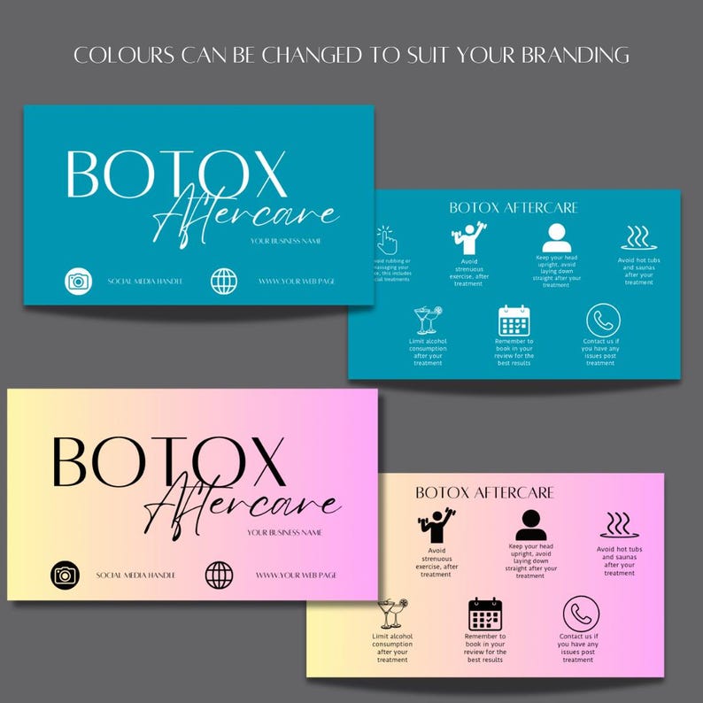 Botox After-care Cards, Luxury After-care Cards, Customer After-care ...