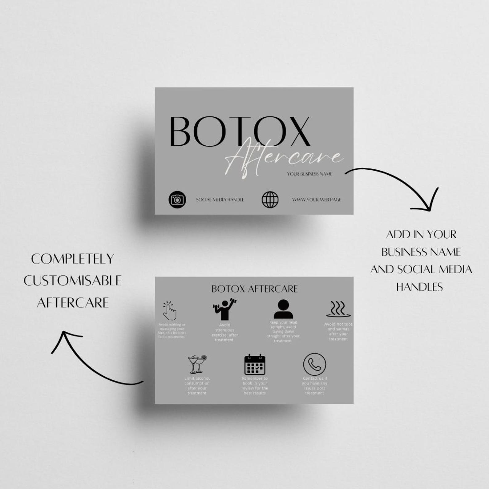 Botox After-care Cards, Luxury After-care Cards, Customer After-care ...