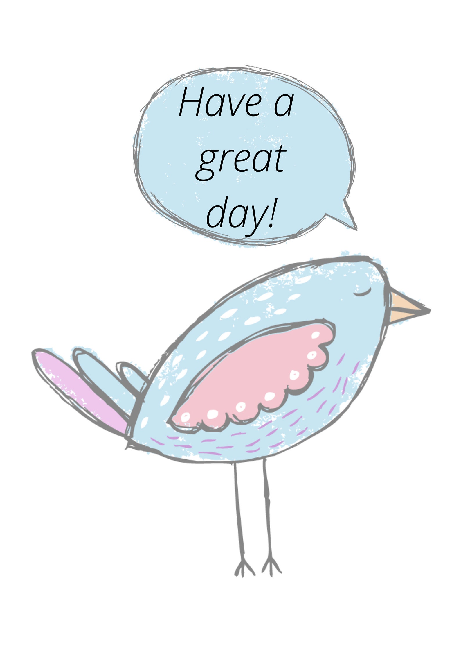 Printable Child's Have a Great Day Greeting Card With Bird - Etsy