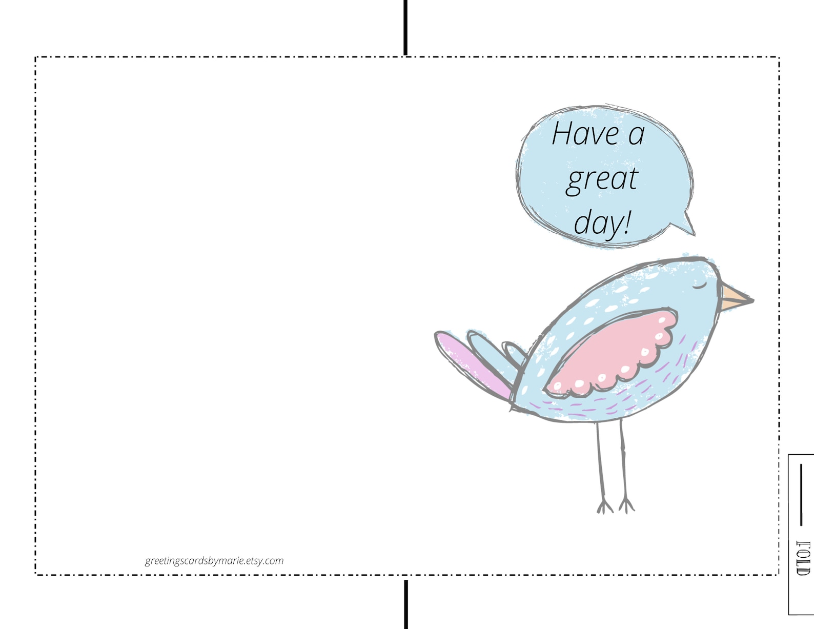 Printable Child's Have a Great Day Greeting Card With Bird - Etsy