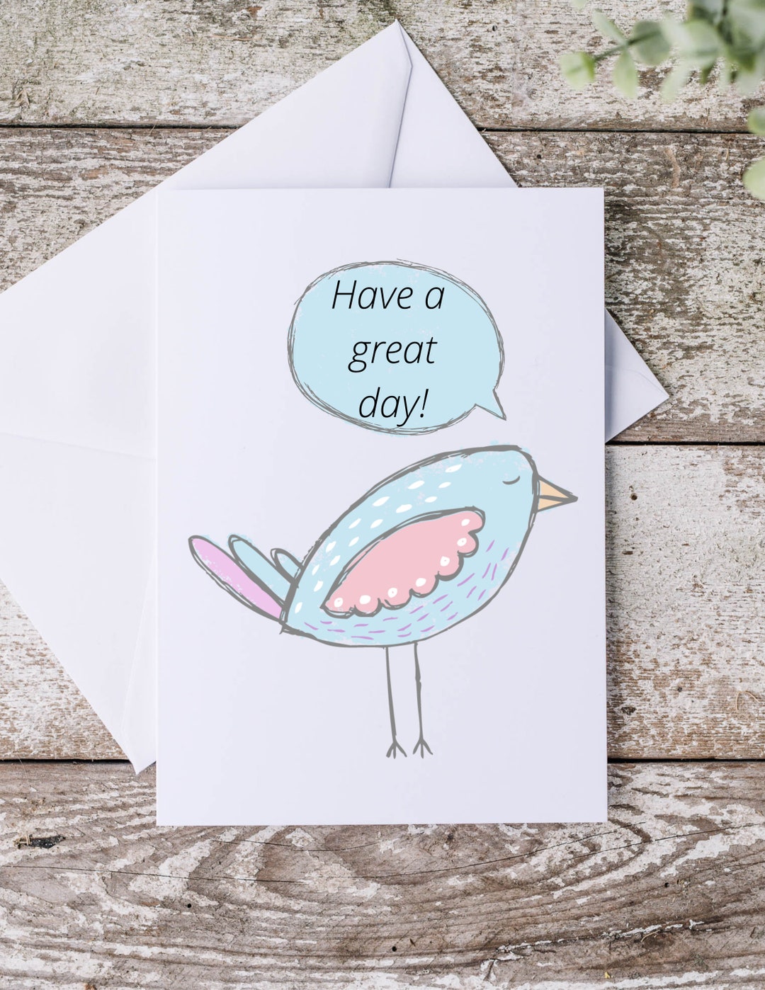 Printable Child's Have a Great Day Greeting Card With Bird - Etsy