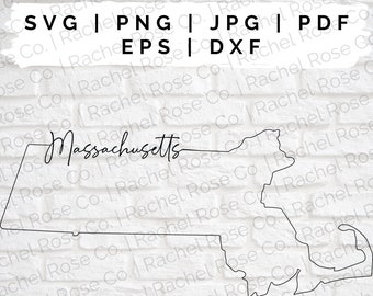 Massachusetts Outline With Text SVG Files Massachusetts Cut Files ...