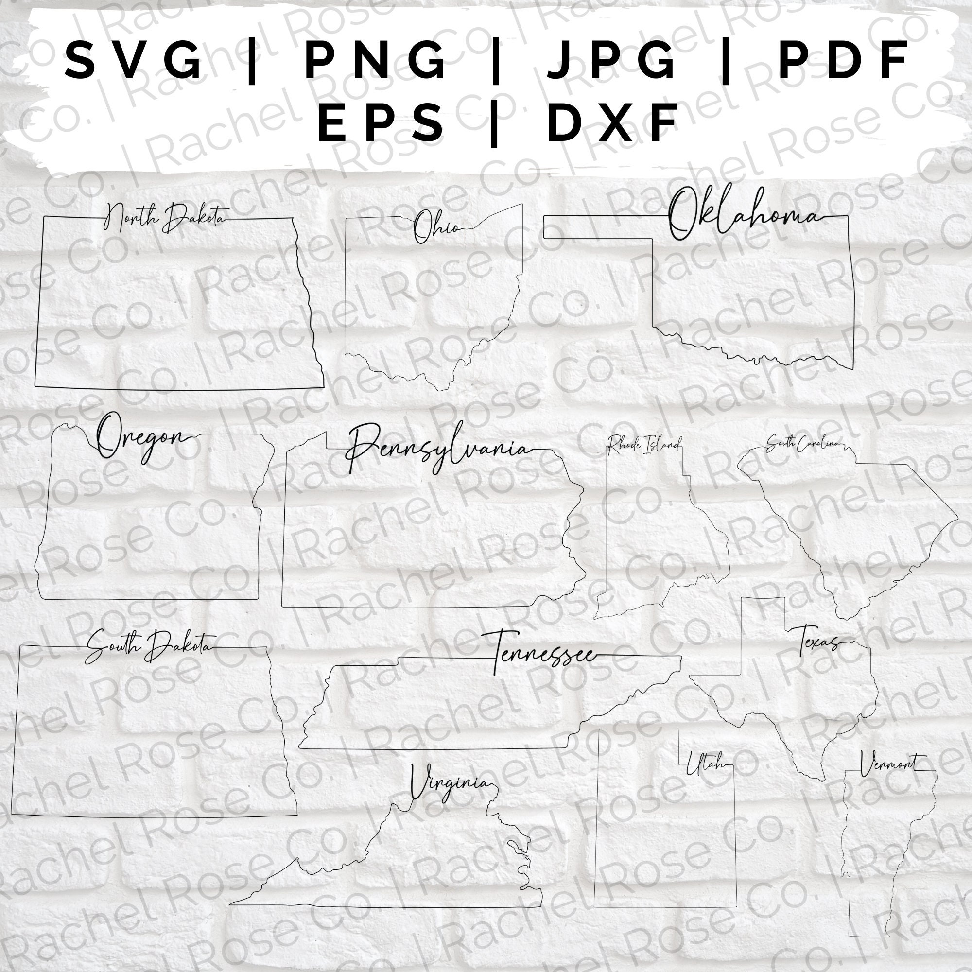 50 States SVG Cut File Bundle - Etsy
