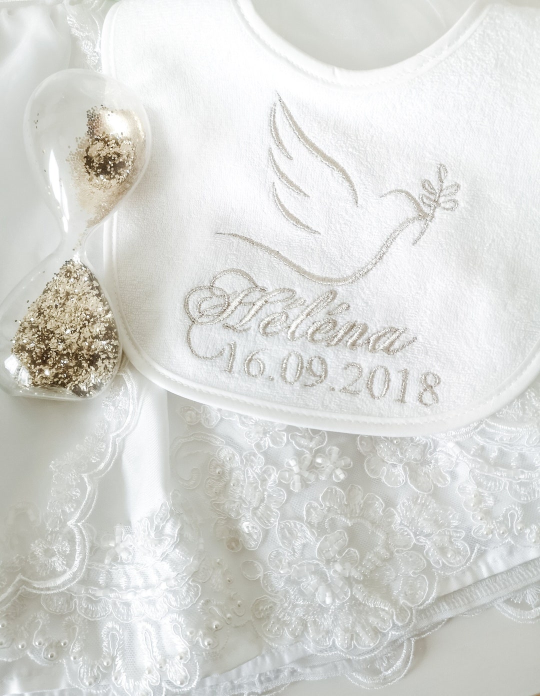 Christening Bib With Name for Christening Dress / Baptism Gown ...