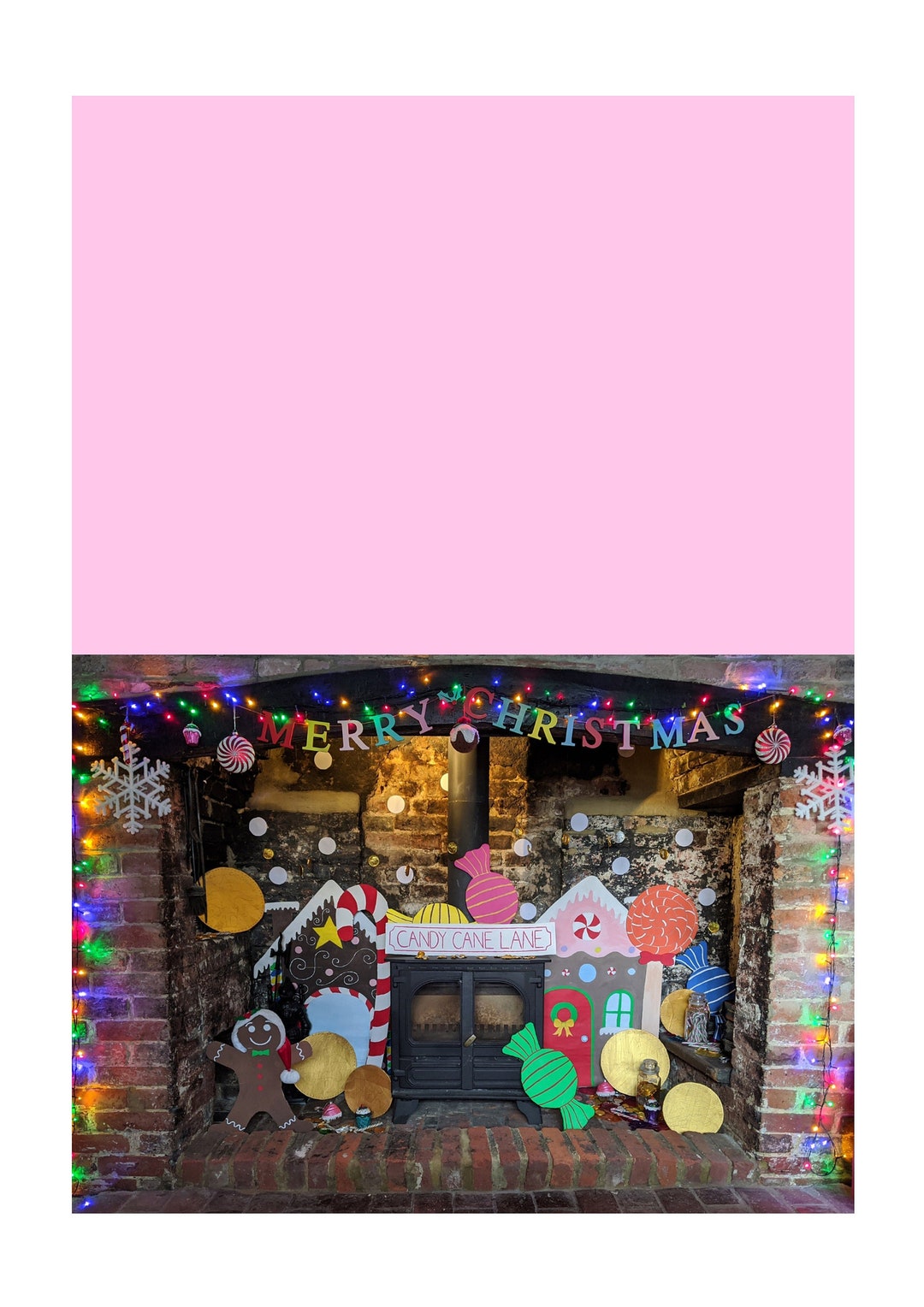 CHRISTMAS Cute Candy Land Fireplace Christmas Greeting Card - Etsy