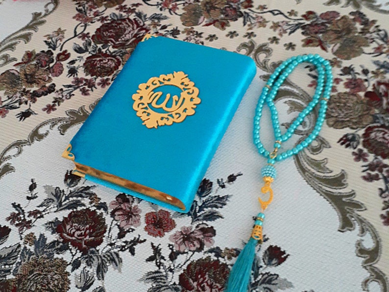 Personalized Woven Prayer Mat Velvet Quran Yaseen Islamic Gift Set ...