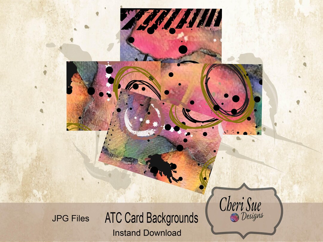 Colorful Abstract ATC Backgrounds – 8.5x11 Printable Mixed Media Sheet ...