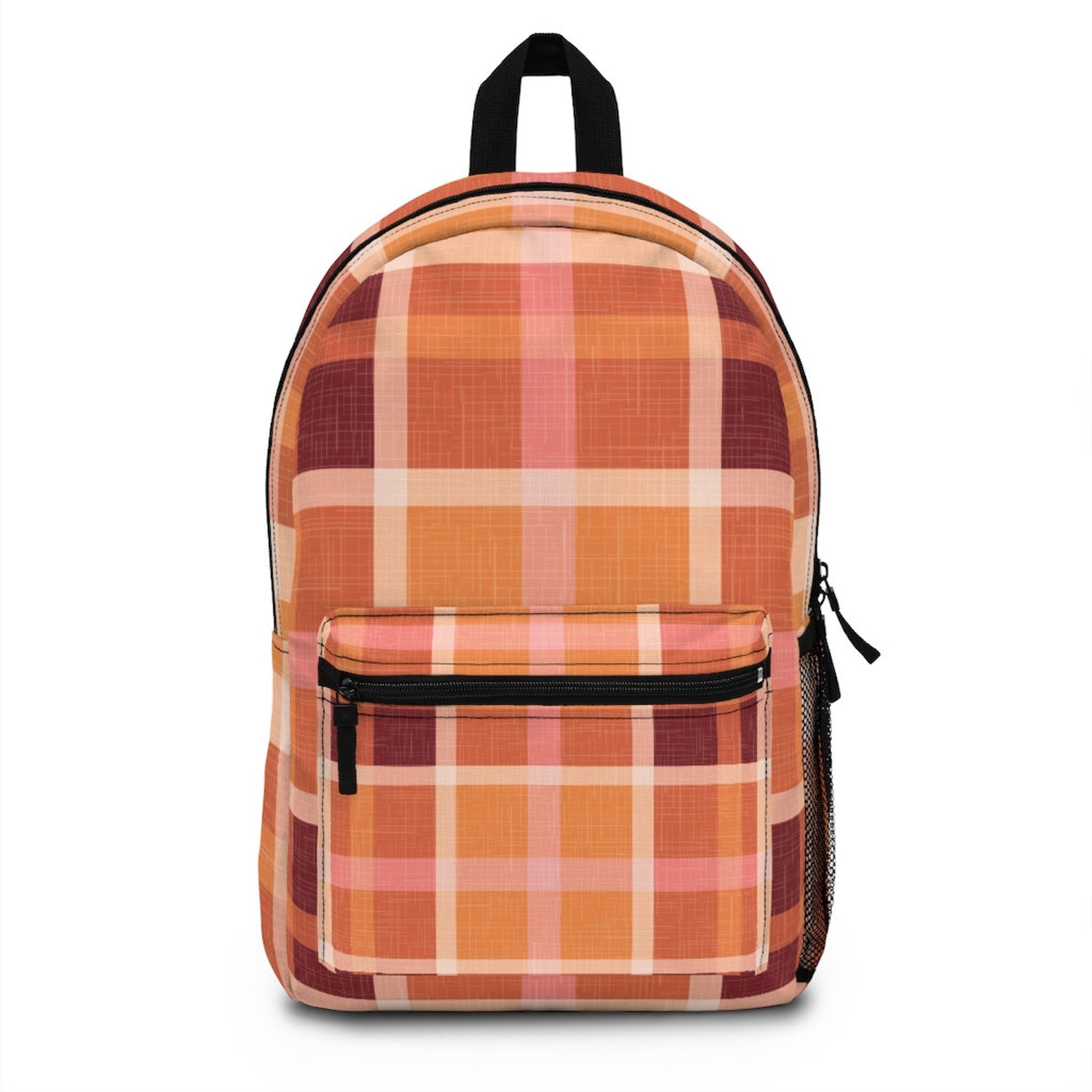 Peach Plaid Backpack. Plaid Backpack With Inside Laptop Pocket. - Etsy